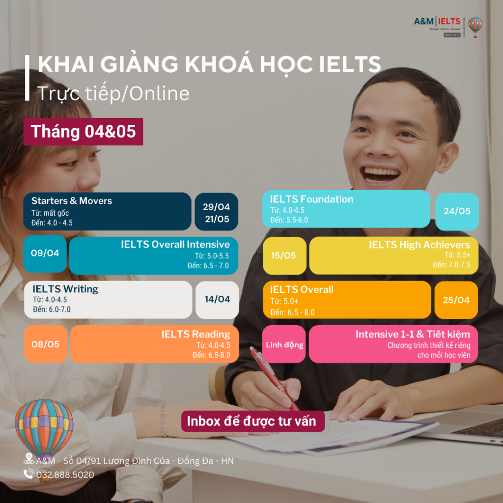 Khoá học hiện tại – A&M IELTS