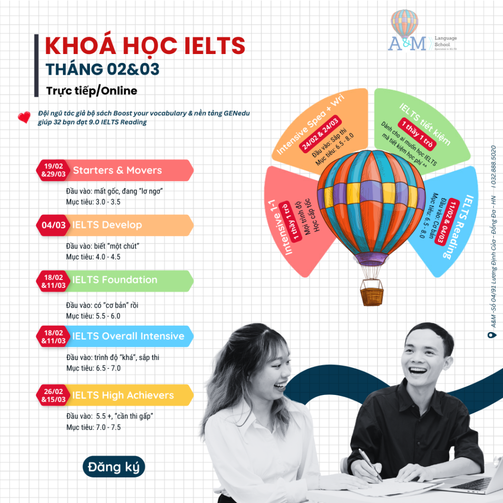 Khoá học hiện tại – A&M IELTS
